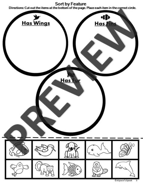 Sort By Function Feature Class No Prep Worksheets Speech Therapy And Aba