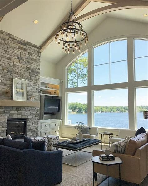 Lifestyle Series Windows Maximize Lake View Large Windows Living Room
