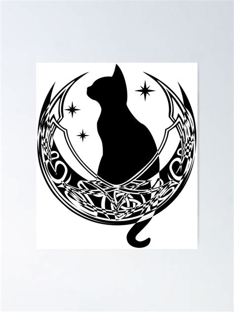 Celtic Moon Cat Stars Poster For Sale By Depicg Redbubble