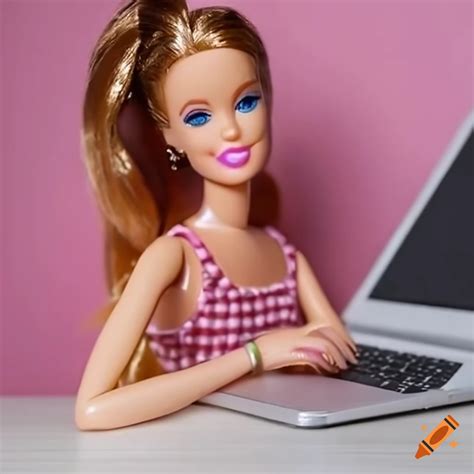 Barbie Doll Working On A Laptop On Craiyon