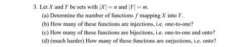 solved 3 let x and y be sets with ∣x∣ n and ∣y∣ m a