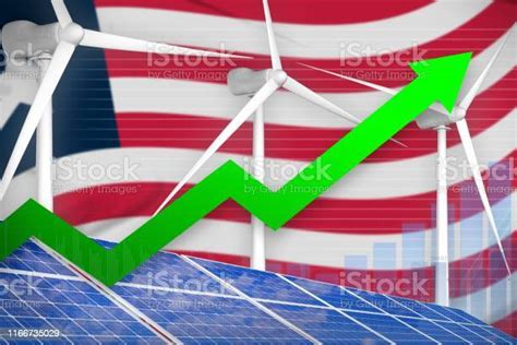 라이베리아 태양 과 풍력 에너지 상승 차트 화살표 최대 현대 자연 에너지 산업 그림 3d 일러스트레이션 0명에 대한 스톡 사진 및 기타 이미지 Istock