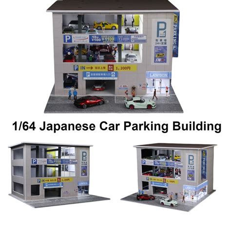 Diorama 164 Car Garage Model Japanese Parking Garage Display Case With