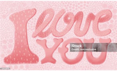 나는 당신을 사랑합니다 휴일 카드 인사말 포스터 발렌타인 배너 결혼식 초대장 편지 문구 분홍색 배경에 짧은 텍스트 수평 카드 새 꽃 하트 패턴 배경 0명에 대한 스톡 벡터