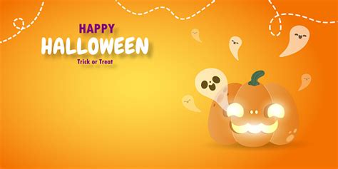 해피 할로윈 트릭 또는 치료 종이 컷 스타일 호박과 유령 재미있는 파티 축하 초대장 배너 템플릿 포스터 배경 벡터 일러스트 레이 션 3차원 형태에 대한 스톡 벡터 아트 및