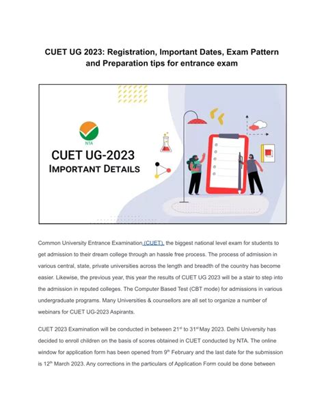 Ppt Cuet Ug 2023 Registration Important Dates Exam Pattern And Preparation Tips For