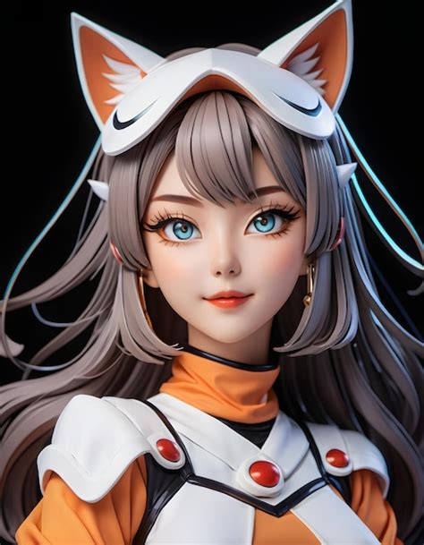 1990s Anime Scifi Kooky Cat Female Anime Girl Premium Ai Generated Image