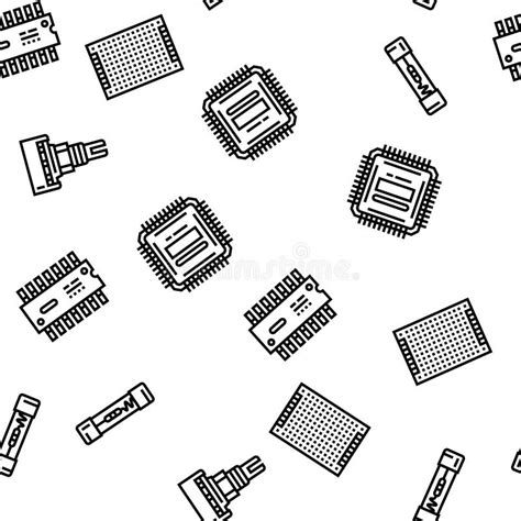 Electronic Component Circuit Chip Vector Seamless Pattern Stock