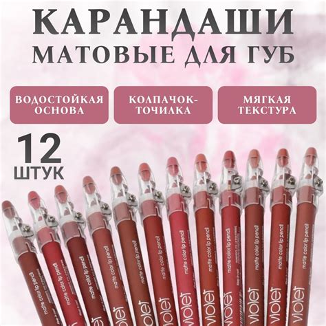 Набор карандашей для губ 12 штук очень удобный набор на любой случай с точилкой стойкие