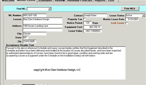 Microsoft Access Contract Management Database Template Lease Contract Management Williamson