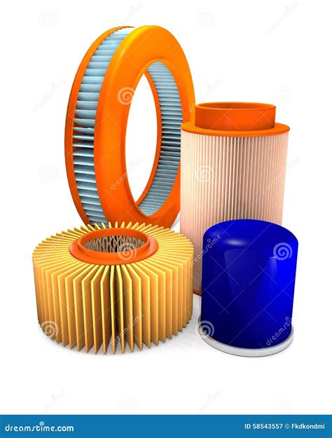 Different Types Of Automotive Air And Oil Filters Stock Illustration Illustration Of