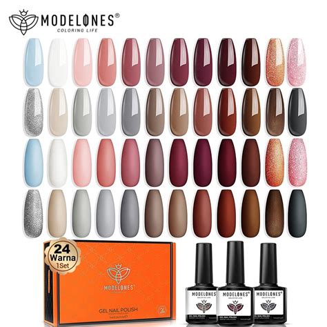 Jual Modelones Gel Nail Polish Kit 24 Pcs Gel Polish Set Spring Sunmmer