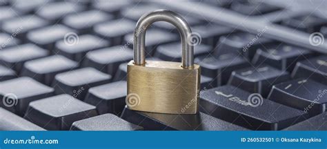 Padlock On Computer Keyboard Network Security Data Security And Antivirus Protection Pc Stock
