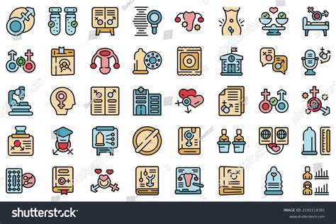 Sex Education Icons Set Outline Vector Stock Vector Royalty Free