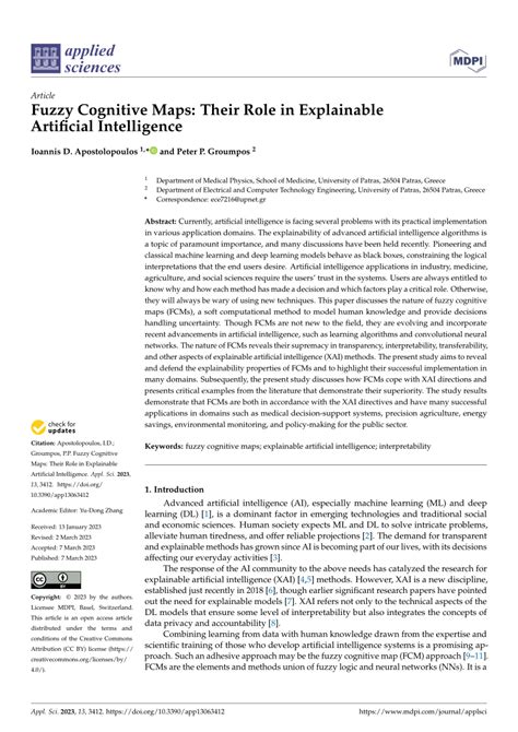 Pdf Fuzzy Cognitive Maps Their Role In Explainable Artificial