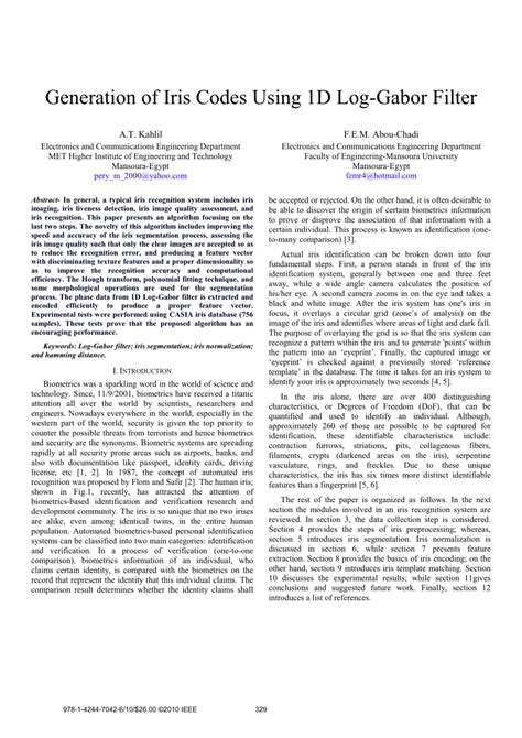 pdf generation of iris codes using 1d log gabor filter