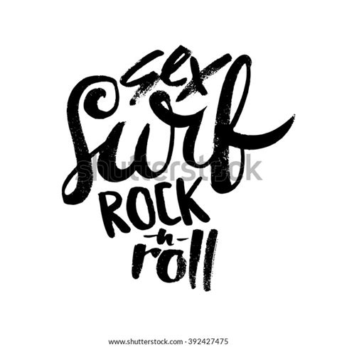 Sex Surf Rocknroll Hand Drawn Lettering Stock Vector Royalty Free
