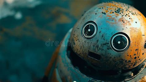 Close Up Of A Rusty And Weathered Robot Head Detailed Metal Texture