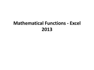 2. mathematical functions in excel | PDF | Programming Languages | Computing
