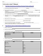 Understanding Acids And Bases Chemistry Webquest Explained Course Hero