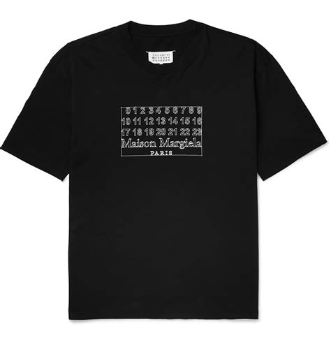 Maison Margiela Logo Print Cotton Jersey T Shirt Black Maison Margiela