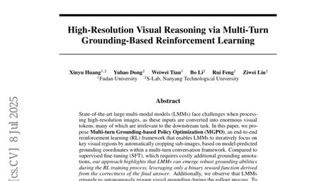 High Resolution Visual Reasoning Via Multi Turn Grounding Based Reinforcement Learning Ai For
