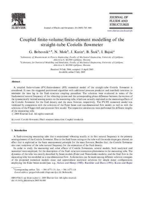 Pdf Coupled Finite Volumefinite Element Modelling Of The Straight