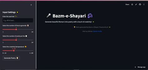 Ai Machinelearning Lstm Generativeai Poetry Streamlit Romanurdu Bazmeshayari Innovation