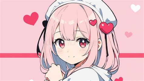 Cute 2d Anime Girl Vtuber On Valentines Day Online Streaming From Pink