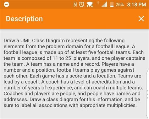 Solved Draw A UML Class Diagram Representing The Following Chegg