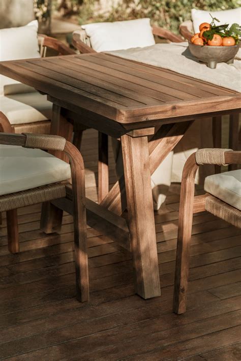 Rectangular Garden Table 200 260 320x100 Cm Extendable In Dubai Acacia Wood Sklum