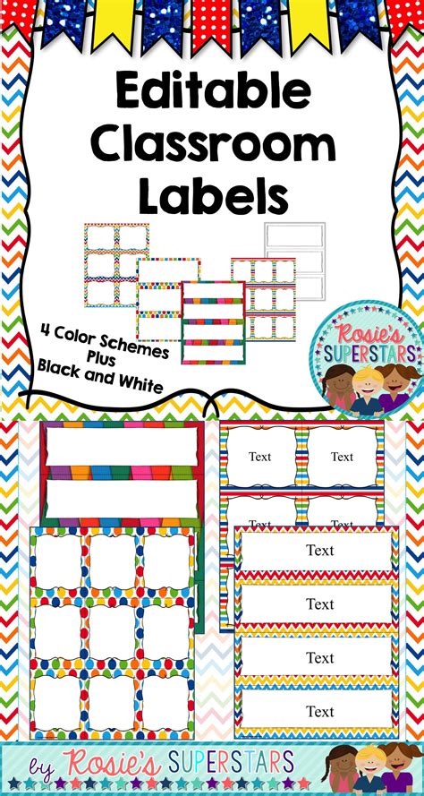 Editable Labels Rainbow Theme Classroom Labels Editable Labels