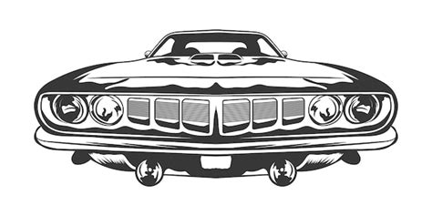 Premium Vector Plymouth Cuda 1971 Car Vector Illustration Black And
