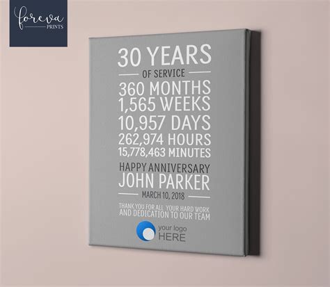 30 Year Work Anniversary Print Employee T 30 Years Of Etsy