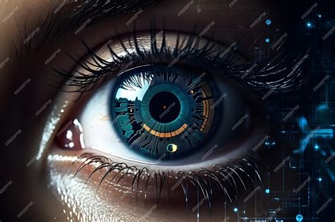 Premium Ai Image Iris Scanning Process Closeup Of Womans Eye