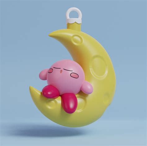 Archivo Stl Adorno Navideño Kirby Sleeping Moon 😴 ・diseño Para