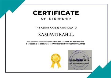 Rahul Kampati On Linkedin Machinelearning Python Internship