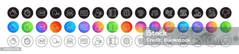 Message Open Door And Technical Info Line Icons For Web App Printing Round Icon Buttons Vector