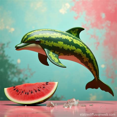Dolphin Watermelon Abstract Art Stable Diffusion Online