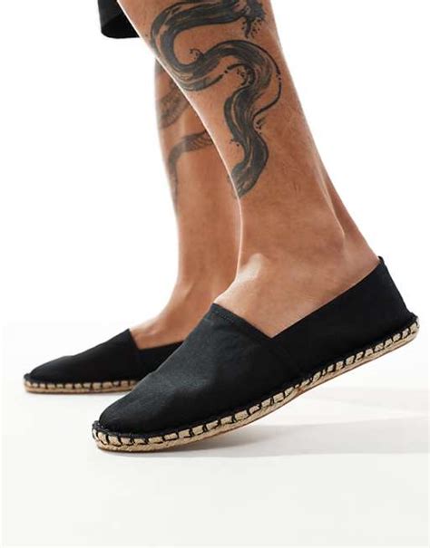 Asos Design Espadrilles In Black Canvas Asos