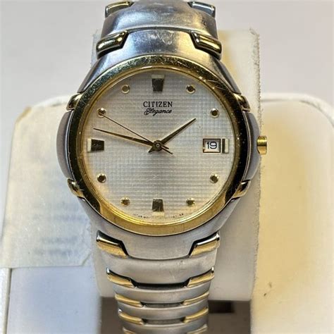 Citizen Elegance Signature Textured Dial Mens Watch Rare Vintage Ts