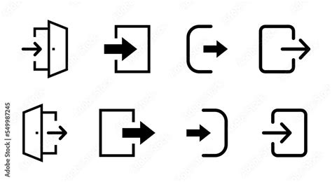 Login And Logout Icons Set Of Sign Out Sign In Vector Icon Open And Close Door Symbol Black