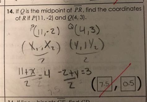 solved 14 if q is the midpoint of pr find the coordinates