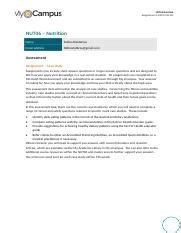 NUT Assignment Docx NUT Nutrition Assignment V NUT Nutrition Name