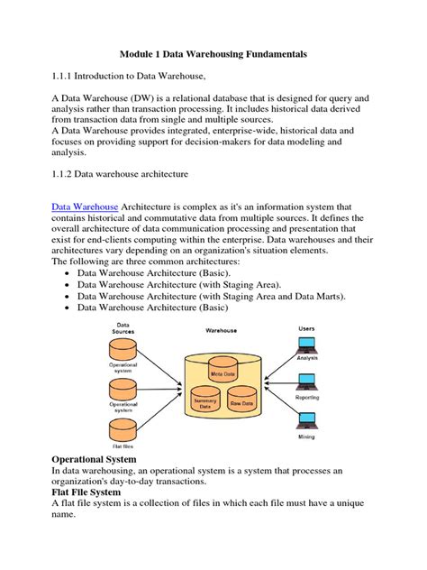 Module 1 Data Warehousing Fundamentals Pdf Data Warehouse