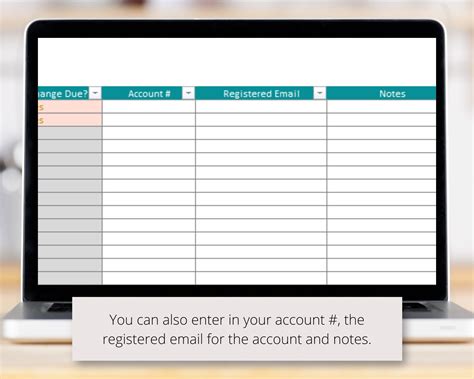 Password Tracker Excel Spreadsheet Organize Your Accounts Etsy