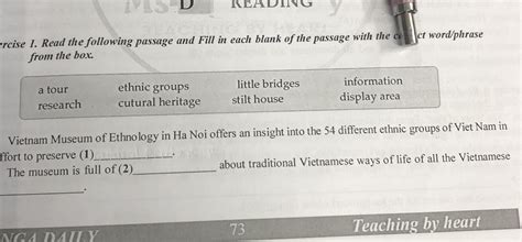 exercise 1 read the following passage and fill in each blank of the