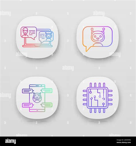 chatbots app icons set ui ux user interface virtual assistants