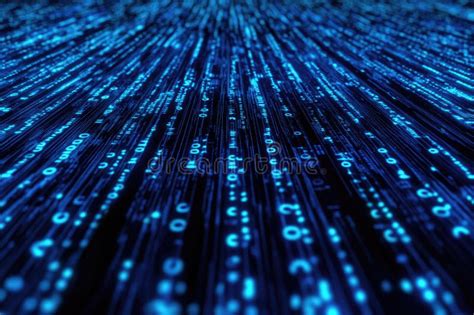 Blue Digital Binary Code Streaming On A Computer Screen Creating A Futuristic And High Tech