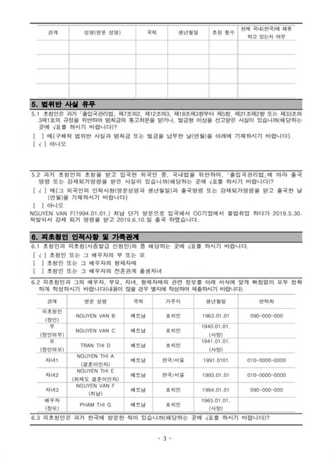 결혼이민자의 부모 등 가족 대상 방문동거 F 1 5 비자 초청장 및 작성 예시 네이버 블로그